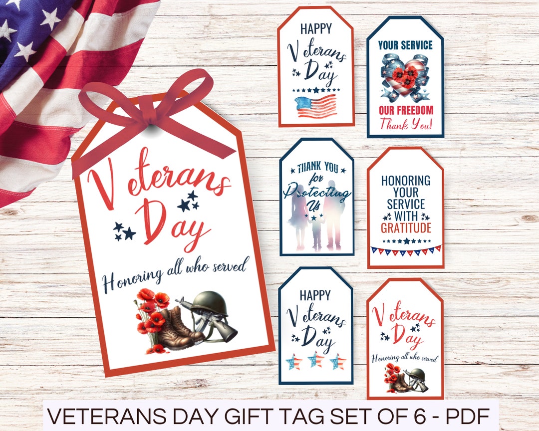 Veterans Day Gift Tag, Veterans Day Party Tags, Patriotic Gift Tag ...