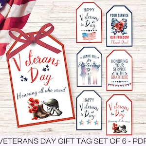 Veterans Day Gift Tag, Veterans Day Party Tags, Patriotic Gift Tag ...