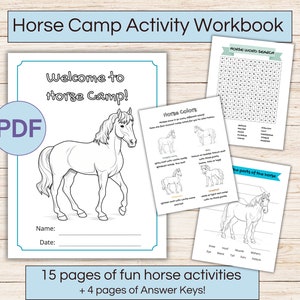 Printable Horse Camp Activity&coloring Workbook, Horse Camp Activity ...