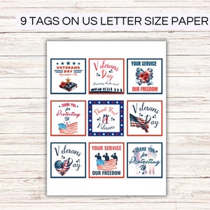 Veterans Day Gift Tag, Veterans Day Party Favor Patriotic Gift Tag ...