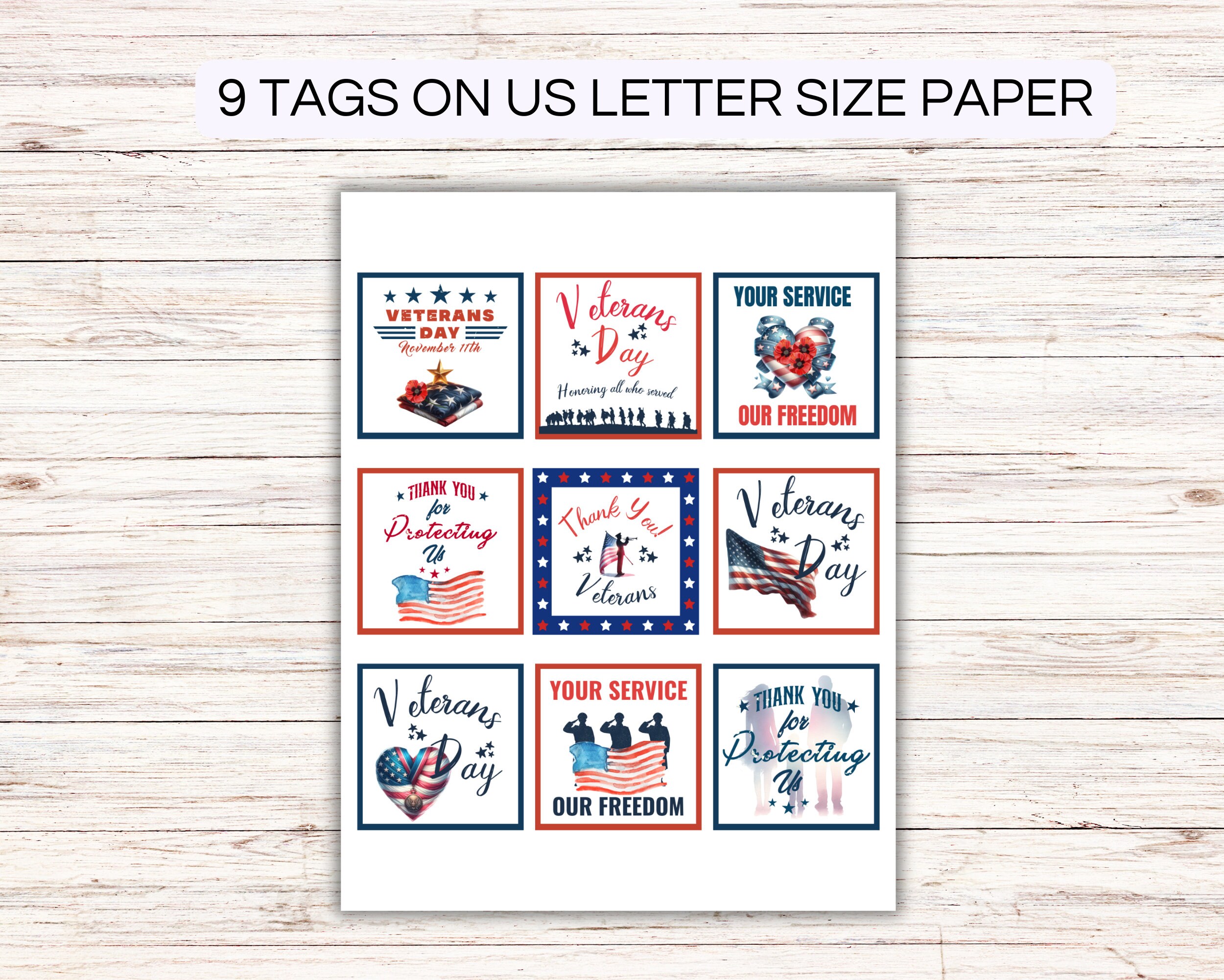 Veterans Day Gift Tag, Veterans Day Party Favor Patriotic Gift Tag ...