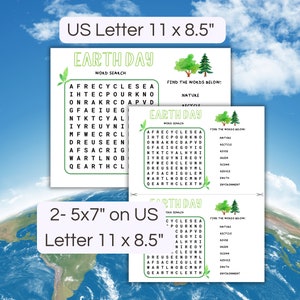 Earth Day Word Search for Kids Earth Day Printable Zero Waste Earth Day ...