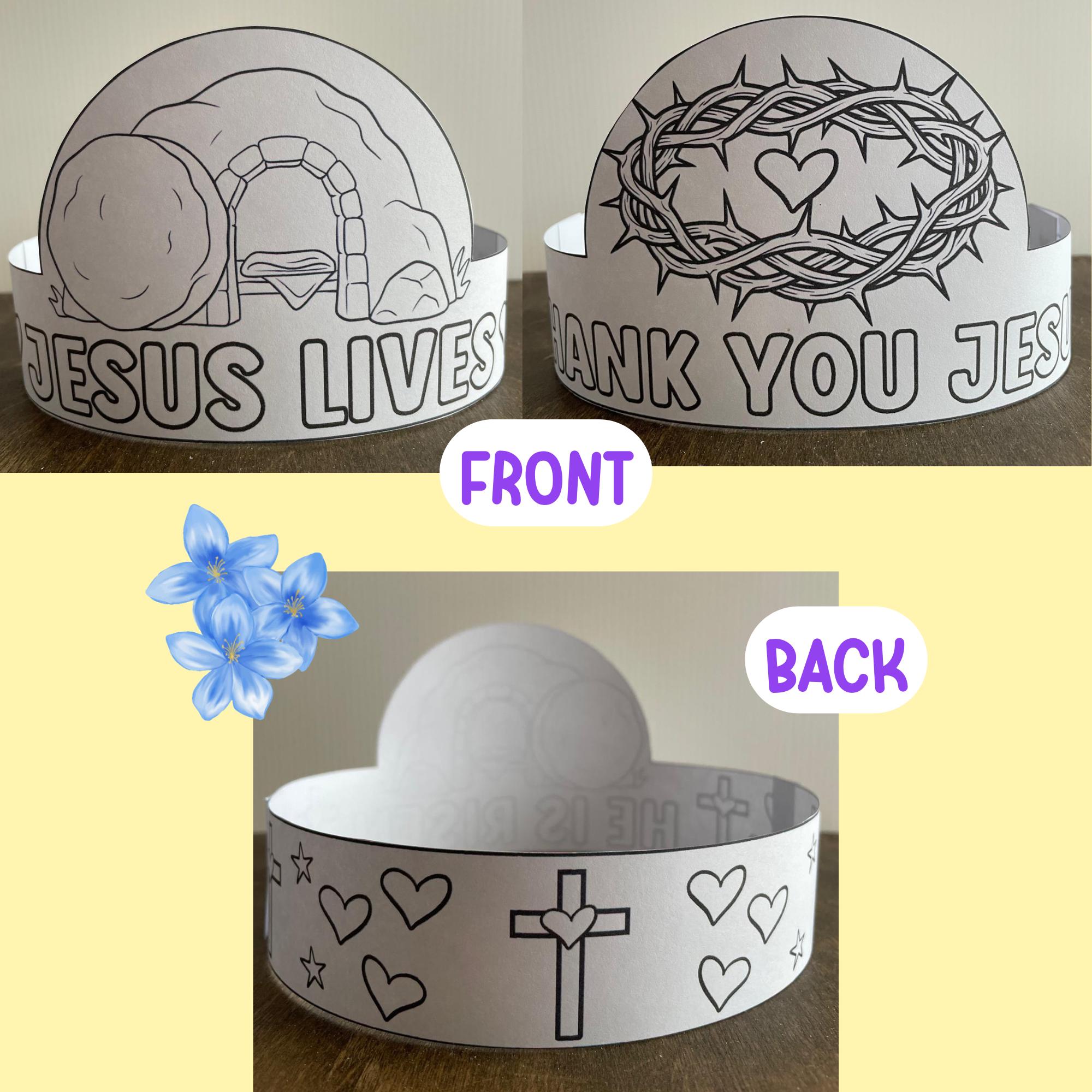 Christian Easter Paper Crown Craft He is Risen Coloring Crown Spring ...