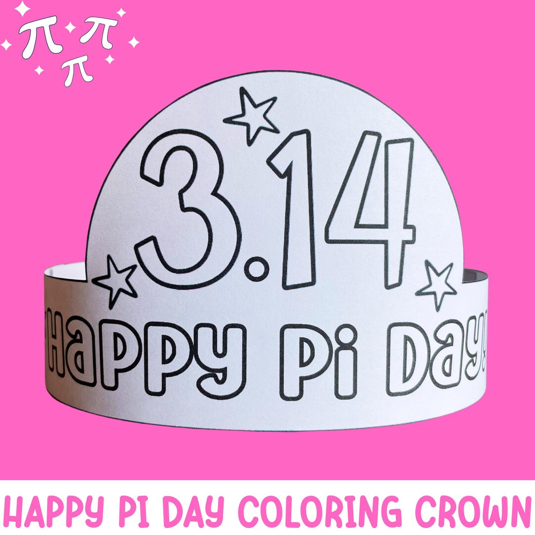 Pi Day Coloring Paper Crown Craft, Pi Day Headband Craft, Pi Day Party ...