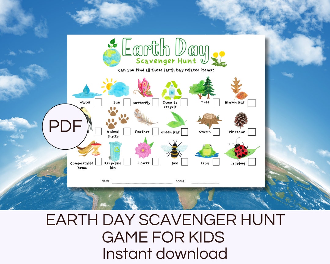 Earth Day Scavenger Hunt Game for Kids Outdoor Scavenger Hunt Earth Day ...