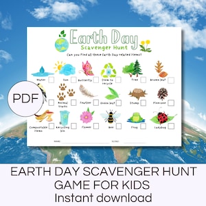 Earth Day Scavenger Hunt Game for Kids Outdoor Scavenger Hunt Earth Day ...