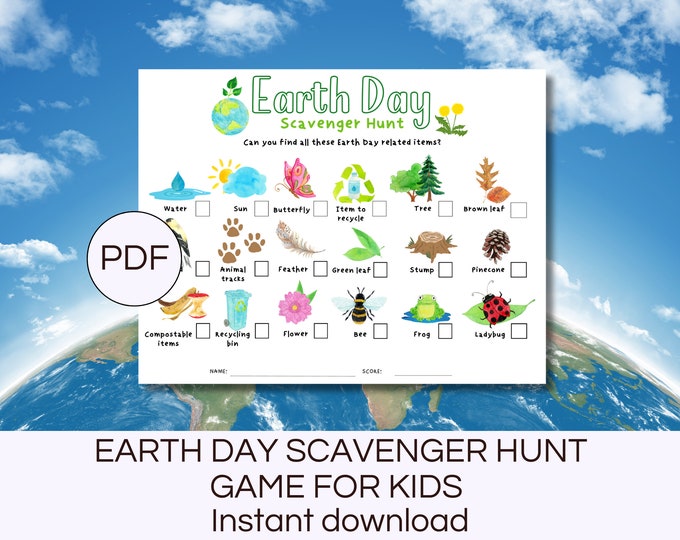 Earth Day Scavenger Hunt, Earth Day Printable Activities, Environmental ...