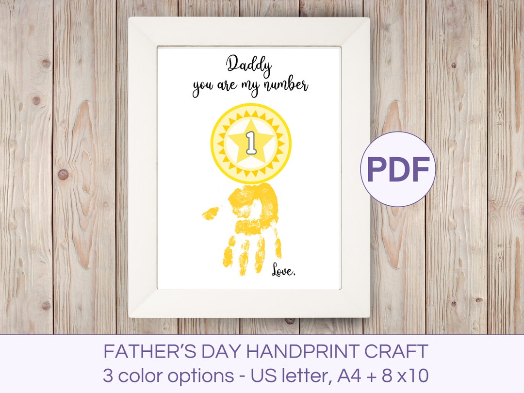 Father's Day Handprint Craft Printable Number 1 Dad Happy Father's Day ...