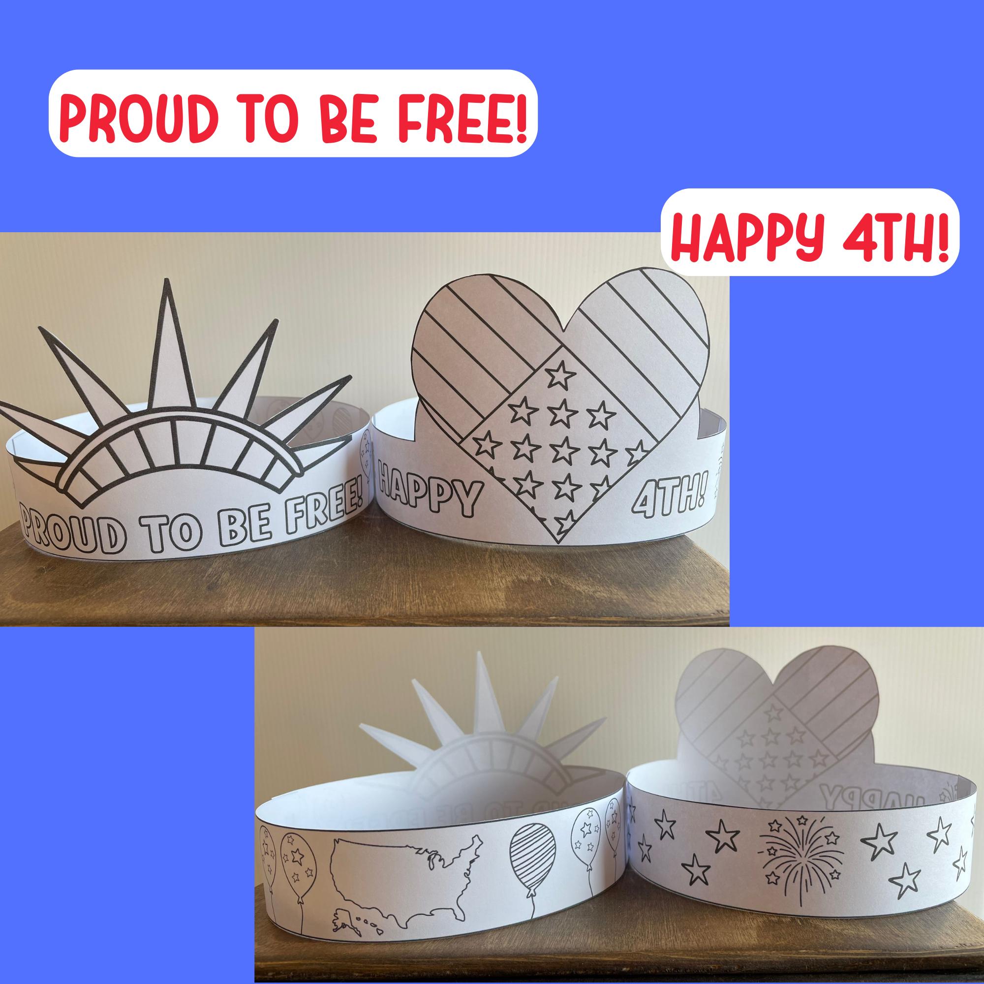 4th of July Coloring Crown Paper Craft Activity for Kids, Fourth of ...