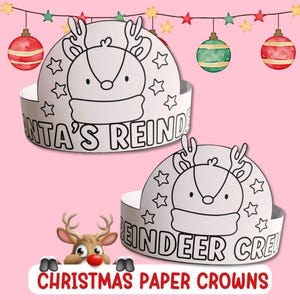 Christmas Coloring Paper Crown Craft Activity Preschool Kindergarten ...