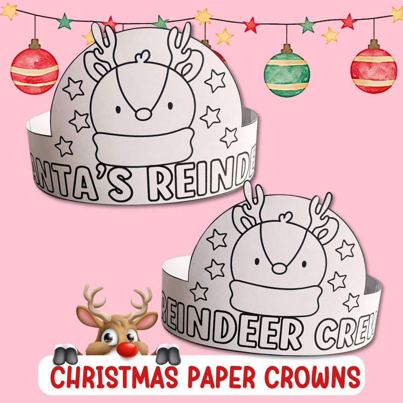 Christmas Coloring Paper Crown Craft Activity Preschool Kindergarten ...