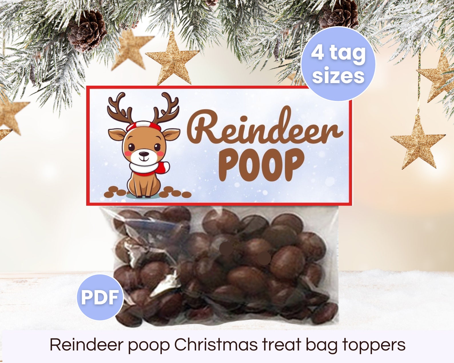 Reindeer Poop Christmas Treat Bag Topper Printable, Funny Christmas ...