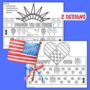 4th of July Coloring Crown Paper Craft Activity for Kids, Fourth of ...