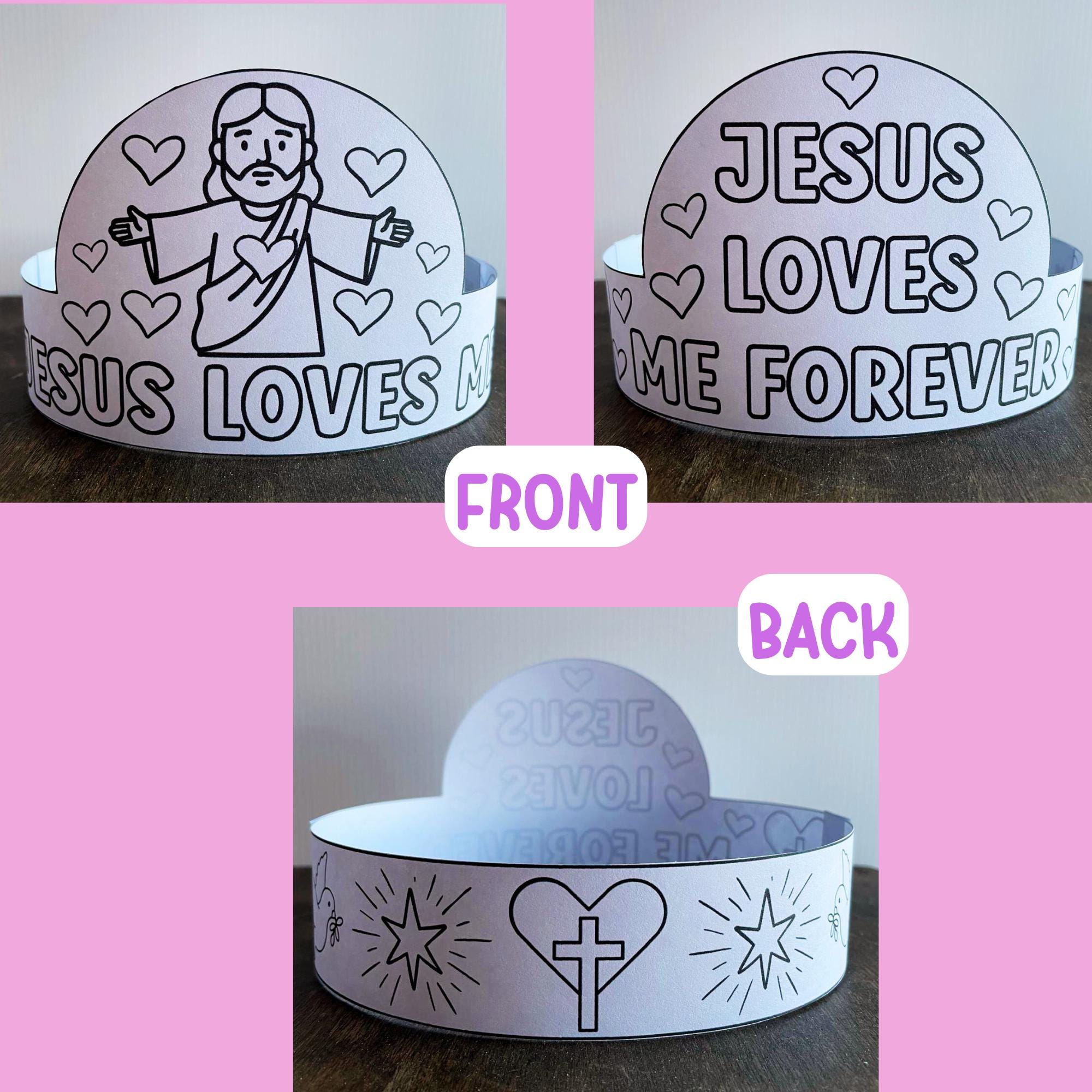Jesus Loves Me Christian Coloring Page Paper Crown Holy Week Craft ...