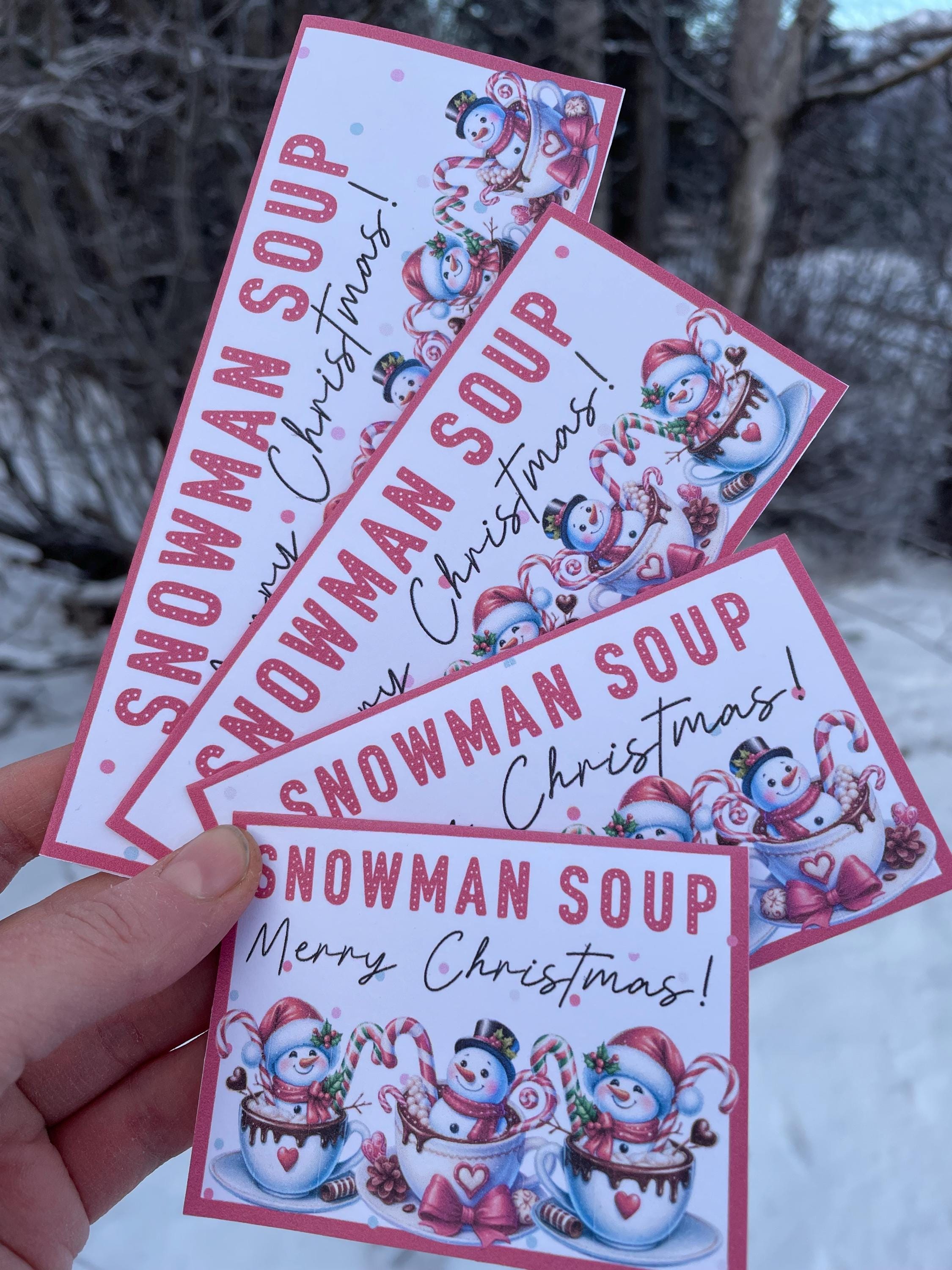 Snowman Soup Treat Bag Topper Printable Gift Labels, Hot Chocolate Tag ...