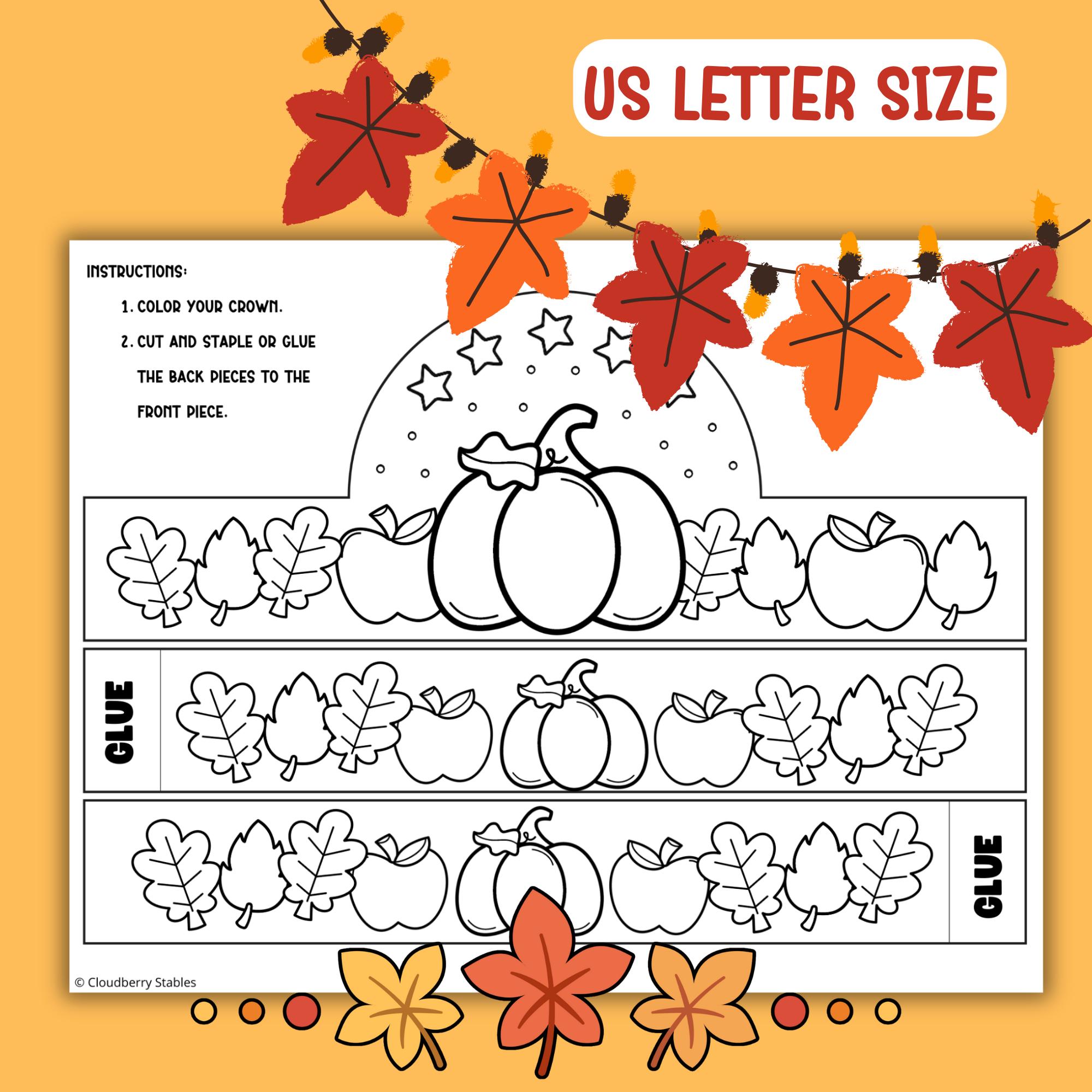 Pumpkin Coloring Crown for Kids, Printable Fall Hat Template for ...