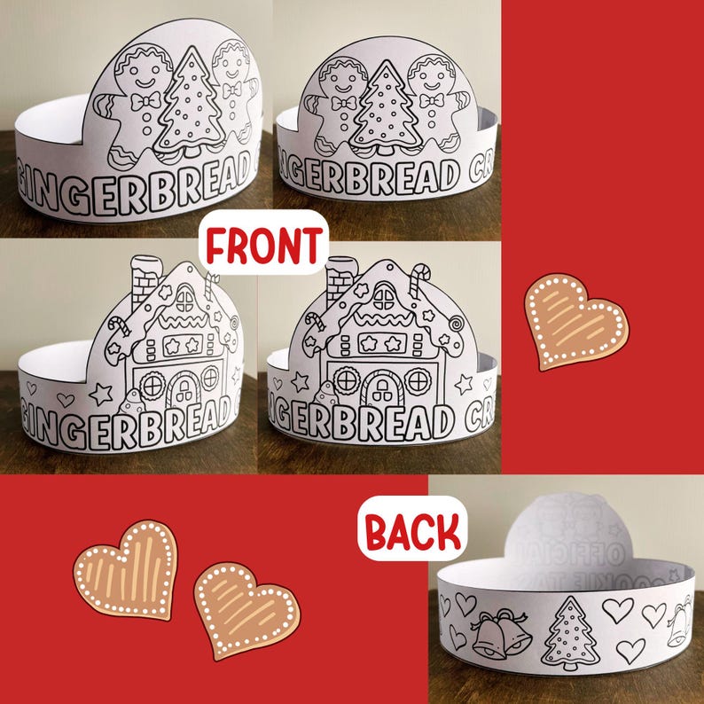 Christmas Gingerbread Coloring Paper Crown Craft Activity Preschool ...