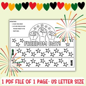 Juneteenth Coloring Crown Paper Craft Activity for Kids, Juneteenth ...
