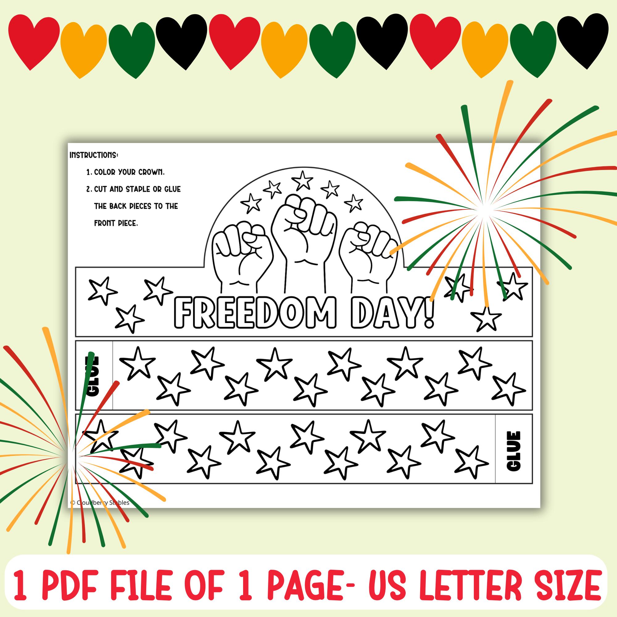 Juneteenth Coloring Crown Paper Craft Activity for Kids, Juneteenth ...