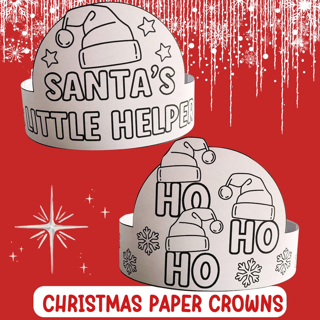 Christmas Coloring Paper Crown Craft Activity Preschool Kindergarten ...