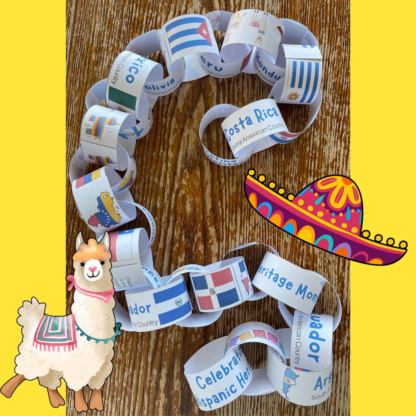Hispanic Heritage Month Paper Chain Challenge Craft Activity for Kids ...