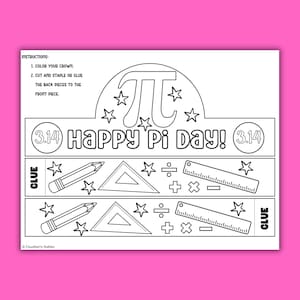 Pi Day Coloring Paper Crown Craft, Pi Day Headband Craft, Pi Day Party ...