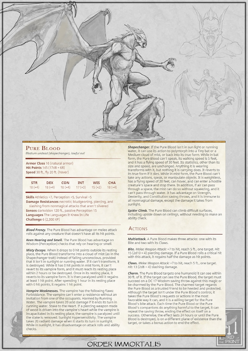 Pure Blood Premium Plant Based Resin 3D Printed Miniature - Etsy UK