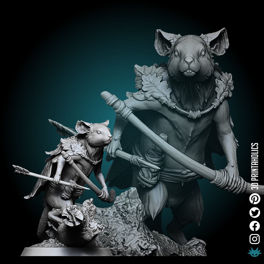 Mouse Archer - Premium Plant Based Resin 3D Printed Miniature, Tabletop ...