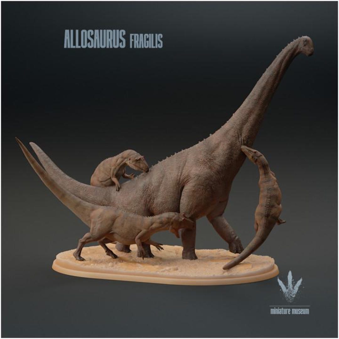 Allosaurus Fragilis Hunting Brachiosaurus - Premium 12k Quality ...