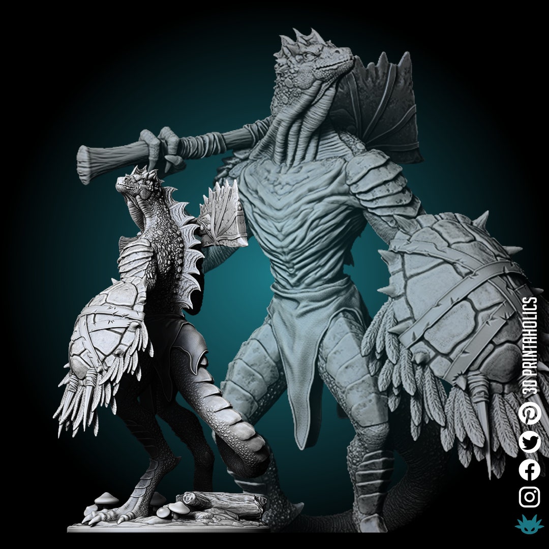 Saurian Warrior - Premium 4k Plant Based Resin 3D Printed Miniature ...