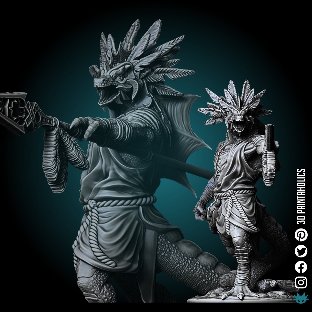 Saurian War Chief - Premium 4k Plant Based Resin 3D Printed Miniature ...