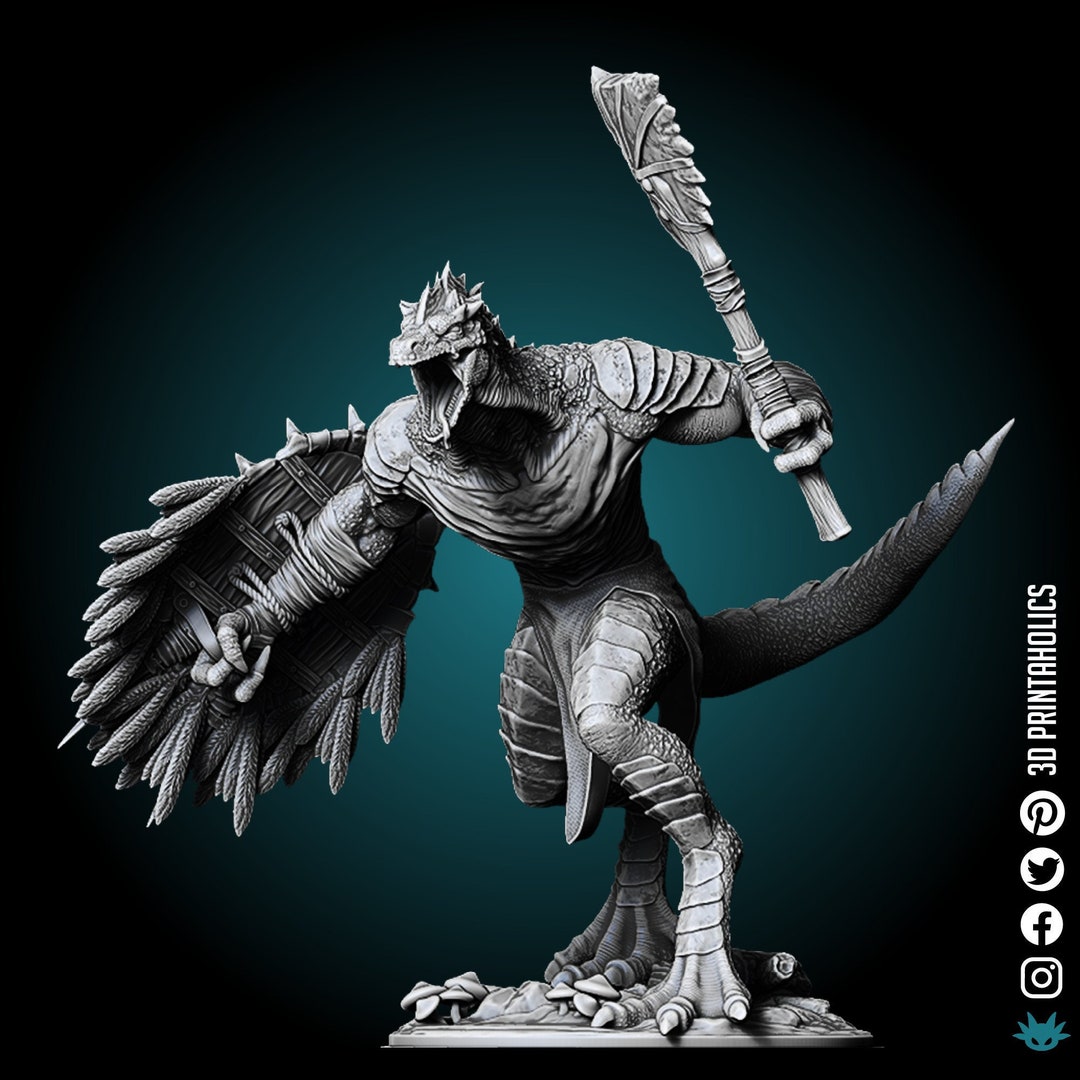 Saurian Warrior Premium 4k Plant Based Resin 3D Printed - Etsy