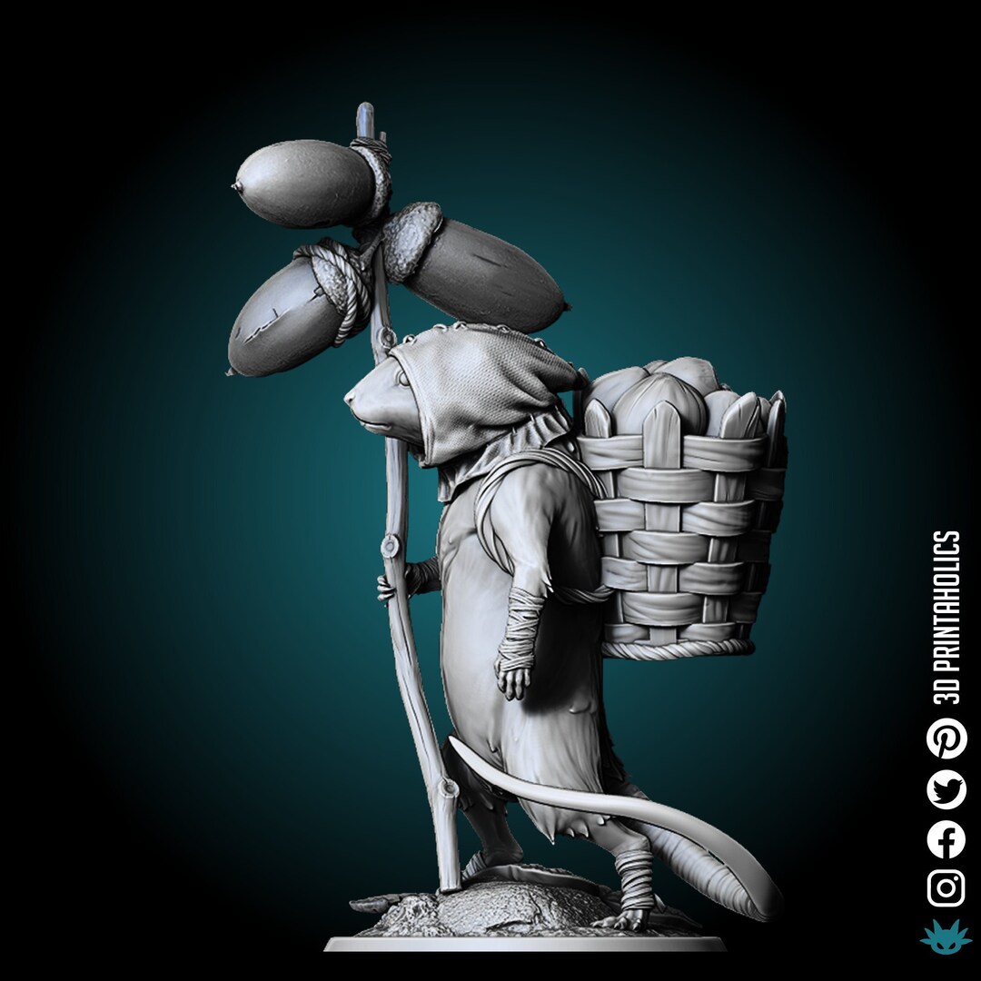 Mouse Farmer - Premium Plant Based Resin 3D Printed Miniature, Tabletop ...