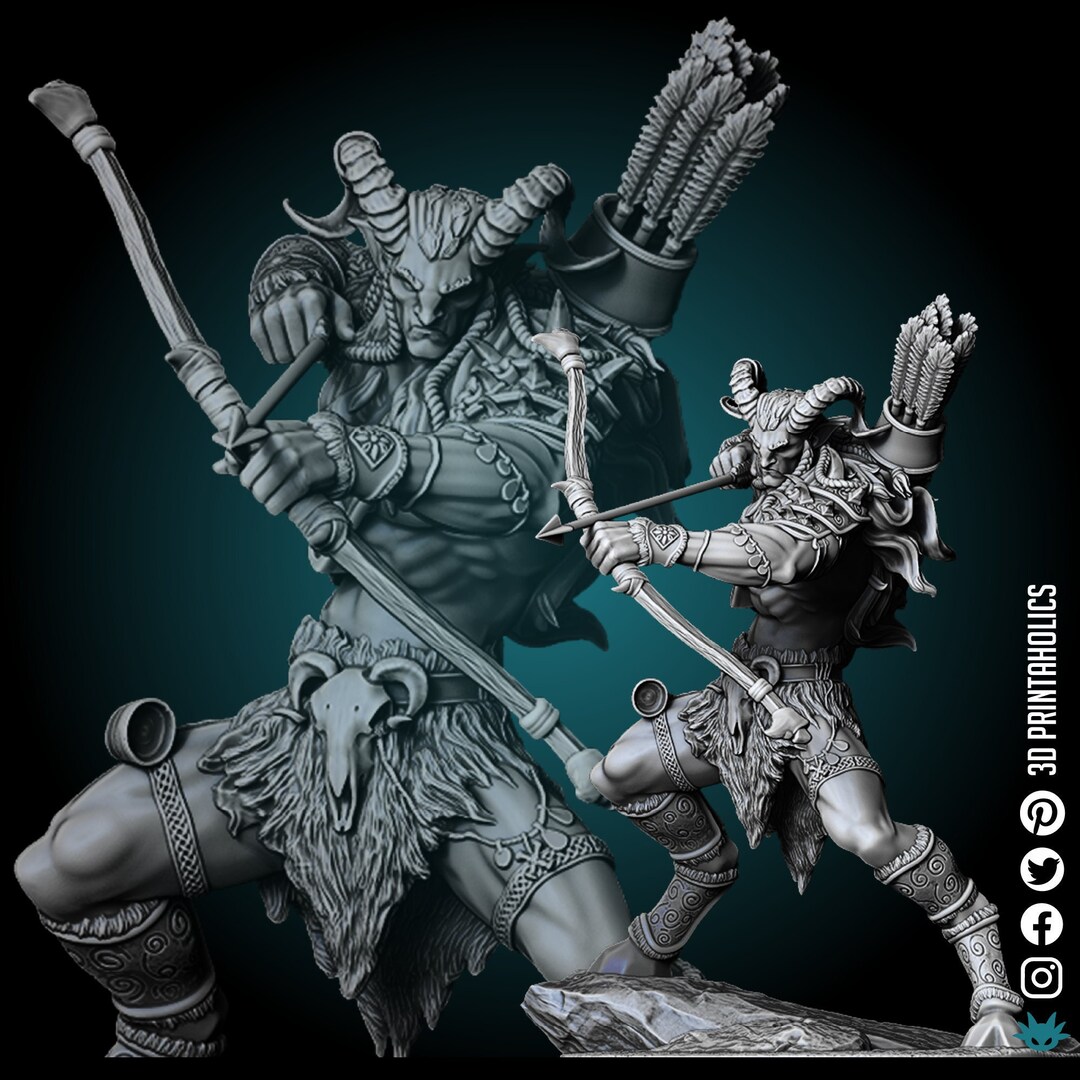 Satyr/faun Archer - Premium 4k Plant Based Resin 3D Printed Miniature ...