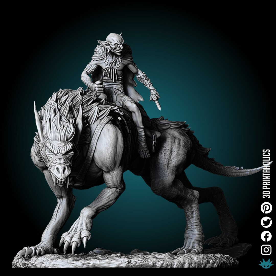 Warg Rider Premium Plant Based Resin 3D Printed Miniature, Tabletop ...