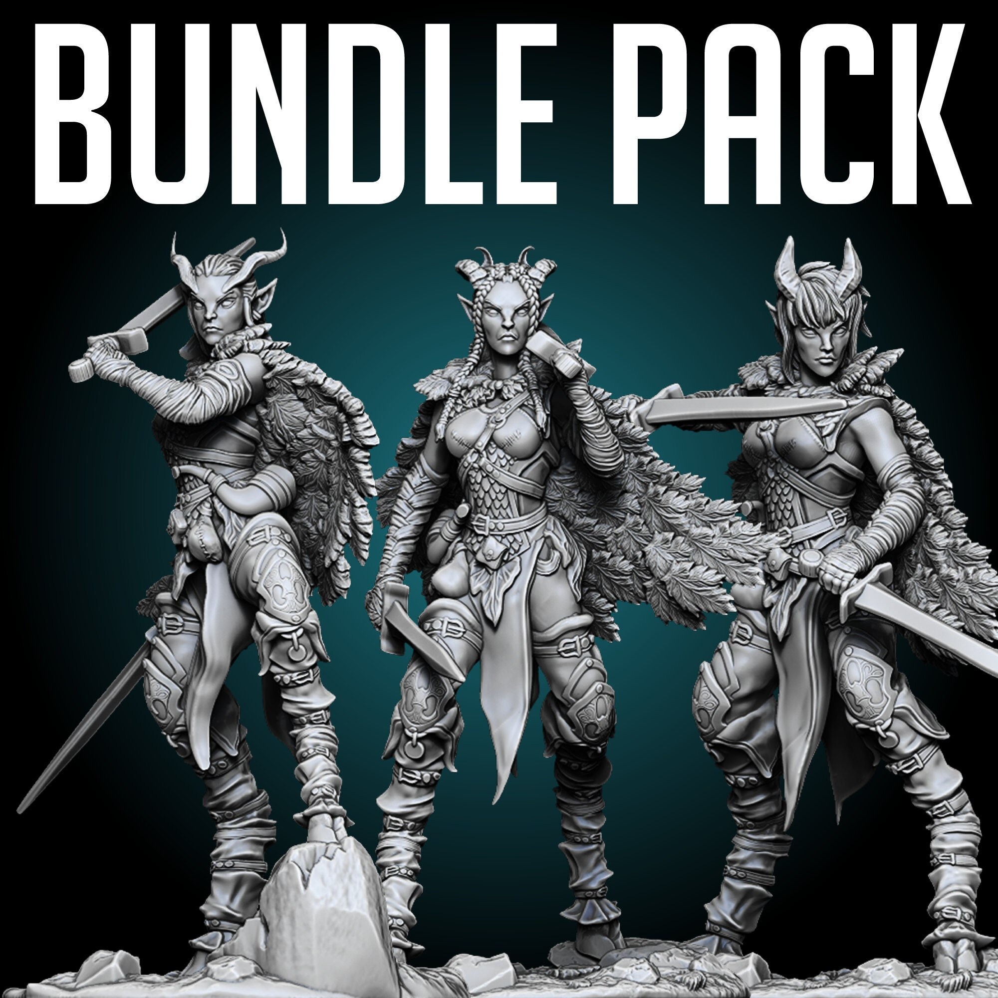 Warrior Bundle Pack - Premium 4k Plant Based Resin 3D Printed Miniature ...