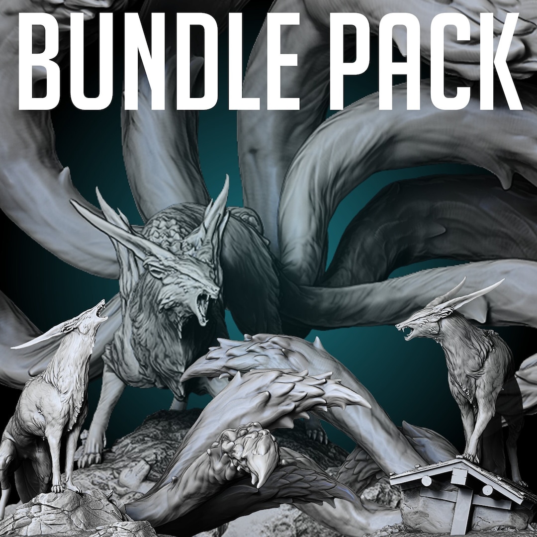Kitsune Bundle Pack - Premium 4k Plant Based Resin 3D Printed Miniature, Tabletop Gaming ...