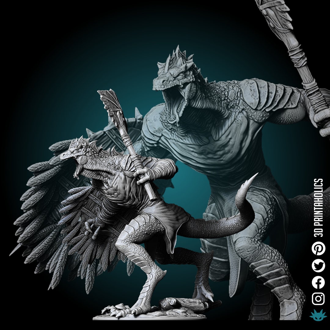 Saurian Warrior - Premium 4k Plant Based Resin 3D Printed Miniature ...