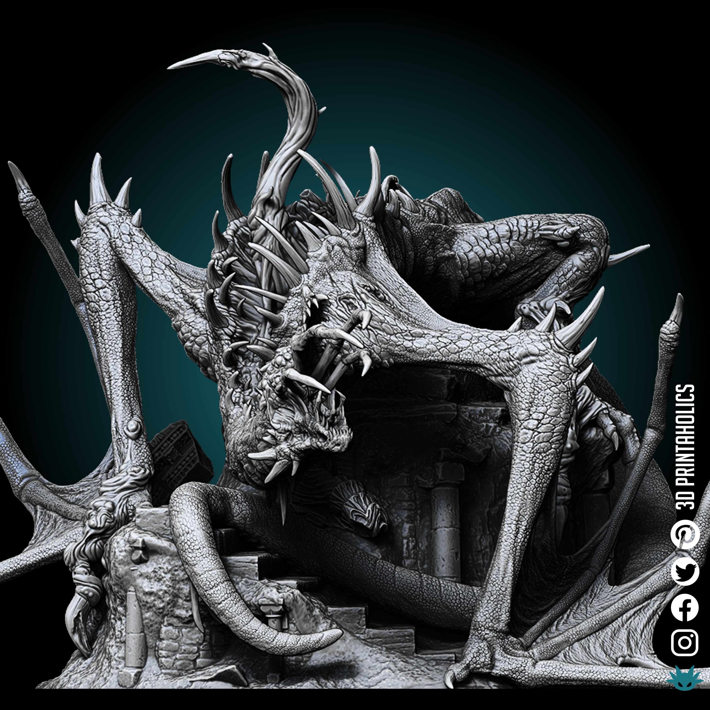 Corrupt Undead Wyvern - Premium Plant Based Resin 3D Printed Miniature ...
