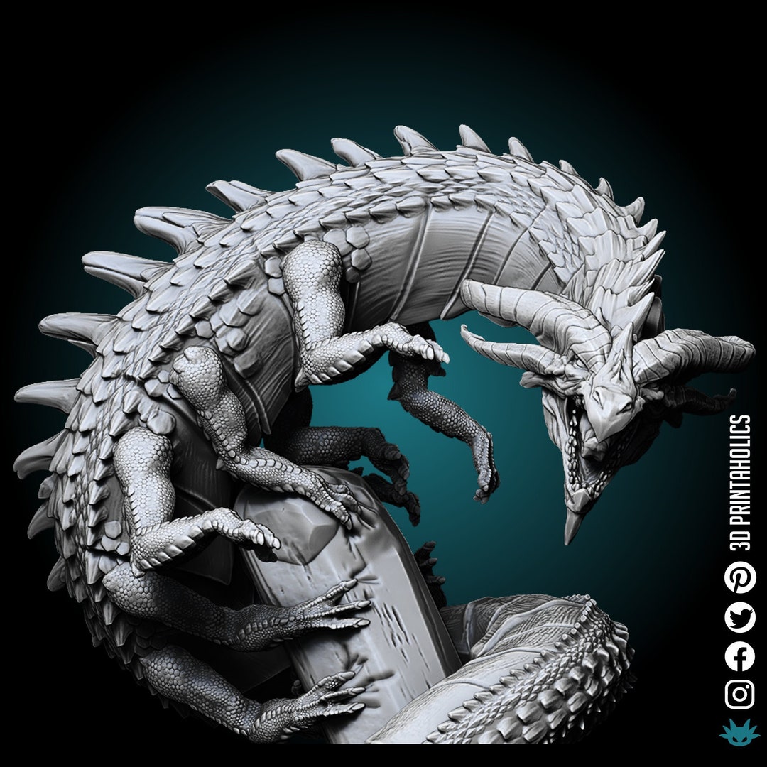 Behir - Premium Plant Based Resin 3D Printed Miniature, Tabletop Gaming ...