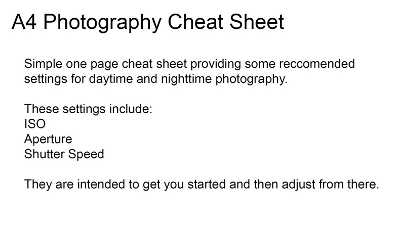 A4 Photography Basics Cheat Sheet digital Download - Etsy