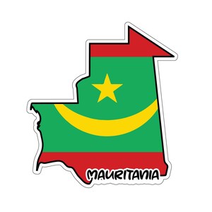 Mauritania Map Flag Sticker Decal - Etsy