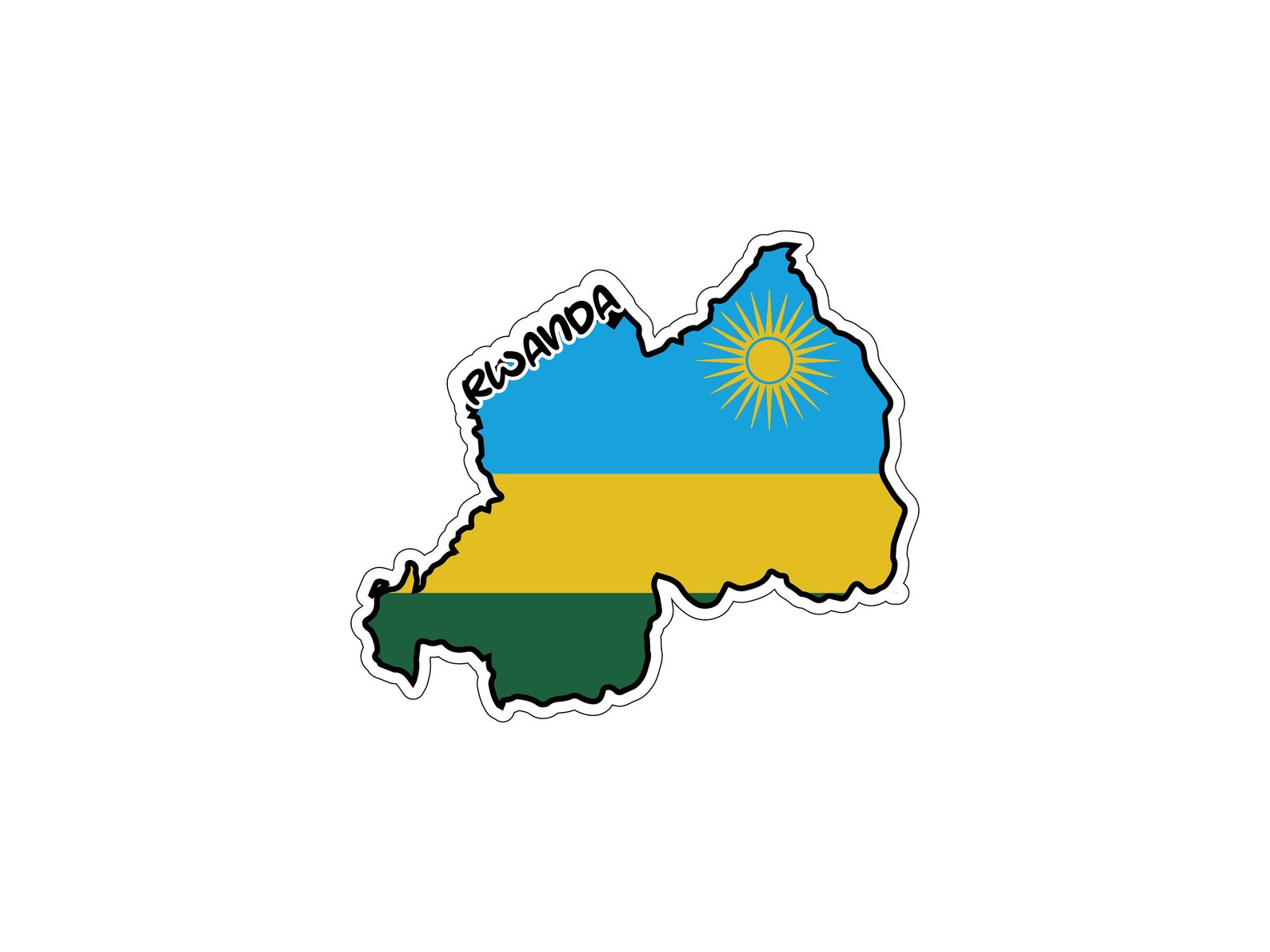 Rwanda Map Flag Sticker Decal - Etsy