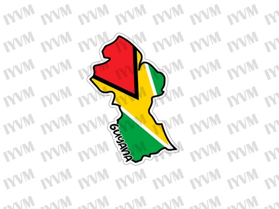Guyana Map Flag Sticker Decal / Cooperative Republic of | Etsy