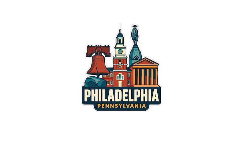 Philadelphia Sticker Decal Vinyl Die-cut City Skyline Landmark Design ...