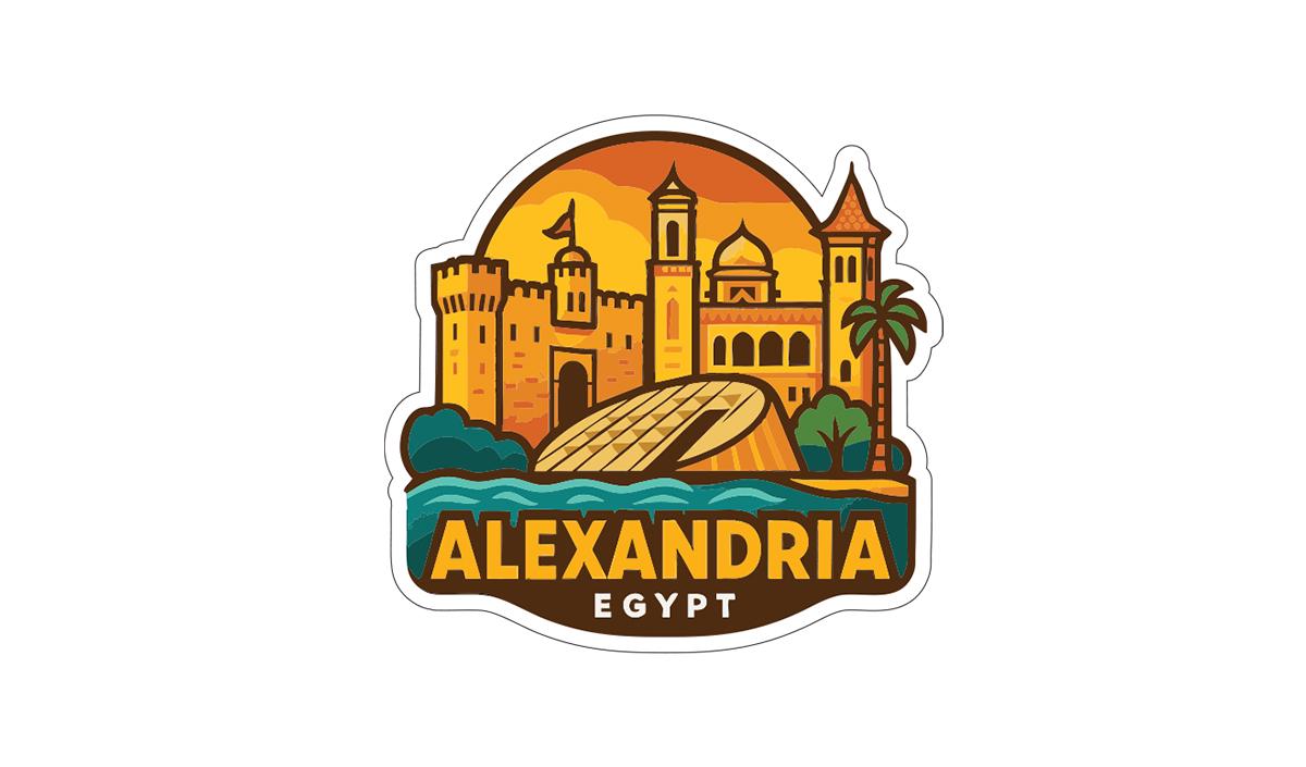 Alexandria Egypt Sticker Decal Vinyl Die-cut City Skyline Landmark ...