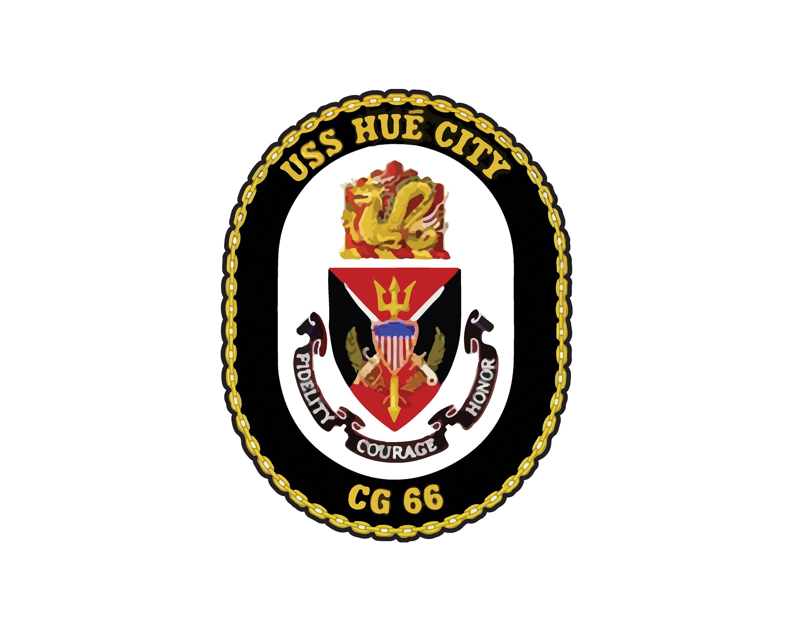 USS Hue City CG-66 Badge Sticker Decal Ticonderoga Class Cruiser Car ...