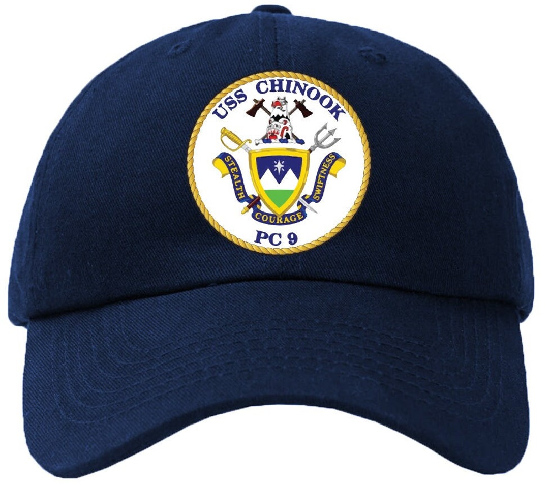 USS Chinook PC-9 Badge Baseball Cap Hat Hook & Loop Closure Cyclone ...
