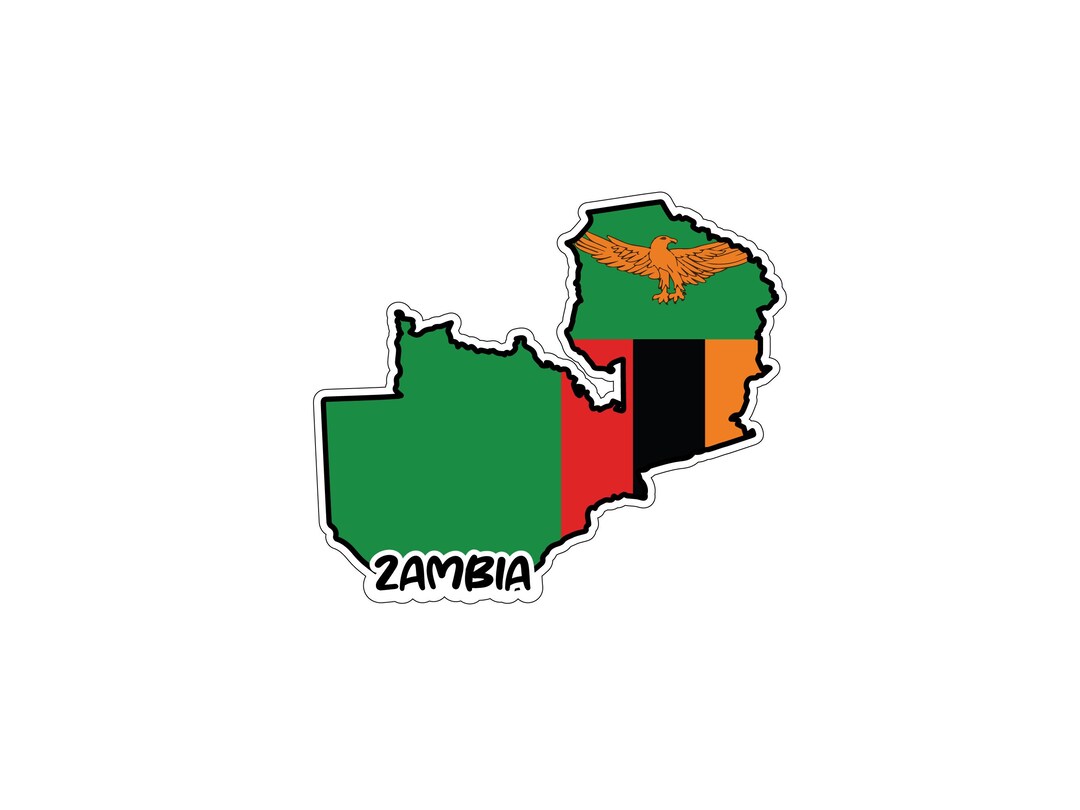 Zambia Map Flag Sticker Decal - Etsy