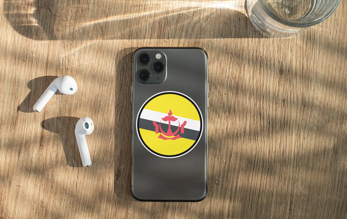Brunei Flag Circle Sticker Decal - Etsy